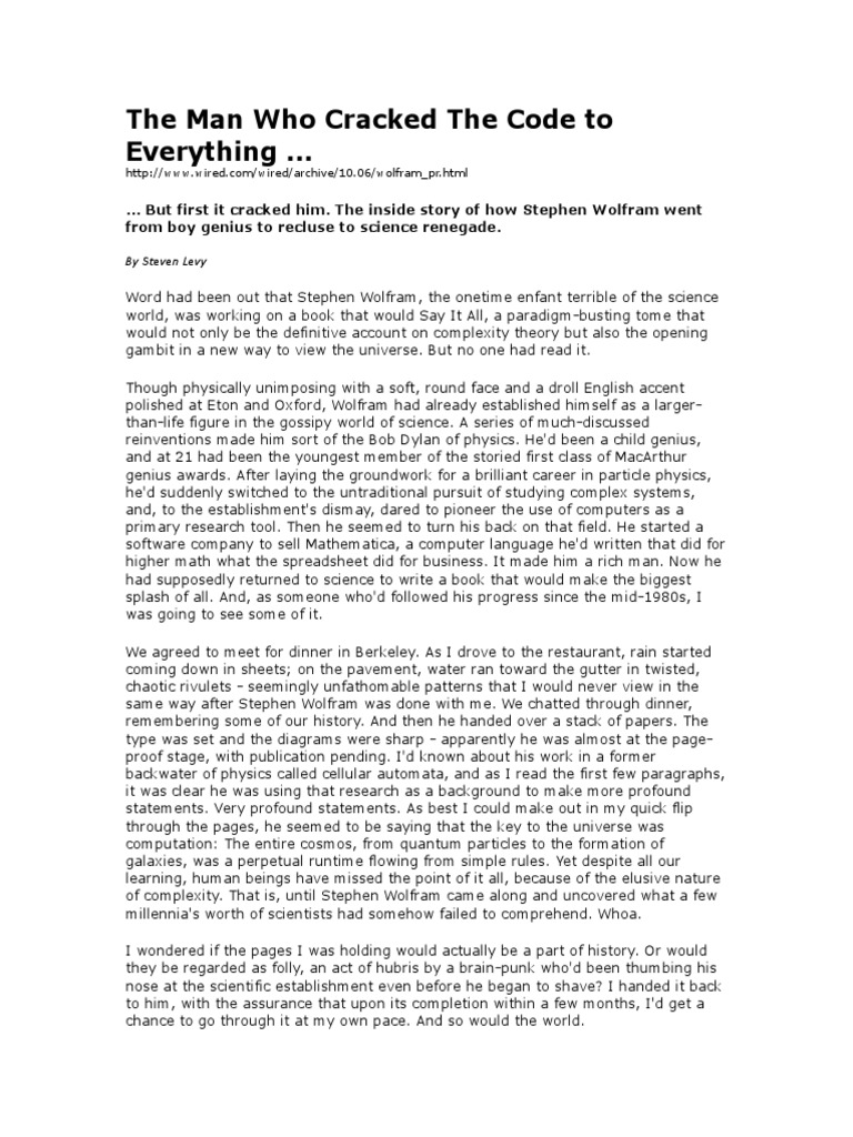 The Man Who Cracked The Code To Everything Steven Le | PDF | Science ...