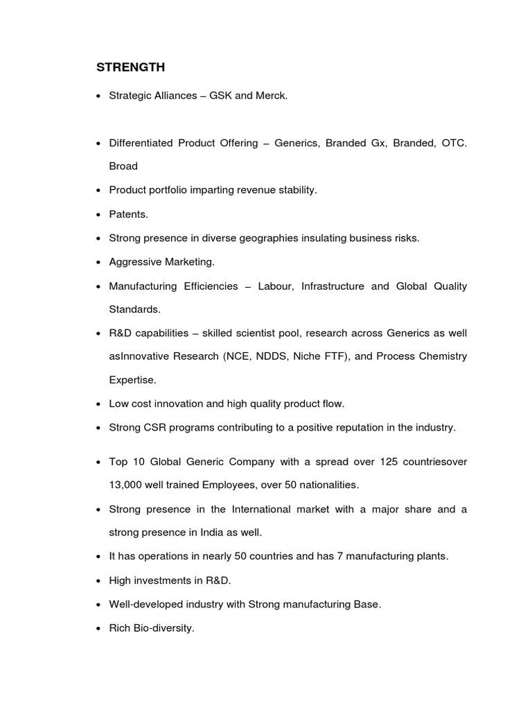 Swot Analysis | Download Free PDF | Generic Drug | Pharmaceutical Drug
