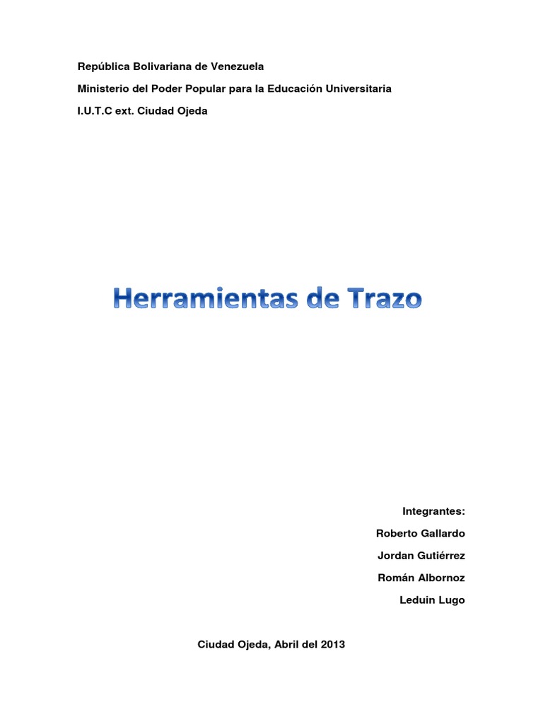 Trabajo Herramientas de Trazo | PDF | Perforar | Herramientas