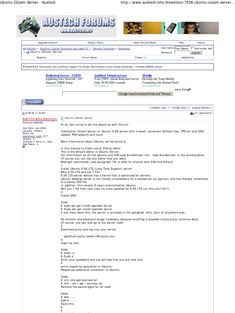Ubuntu CCcam Server - Austech | PDF | File Transfer Protocol | Php