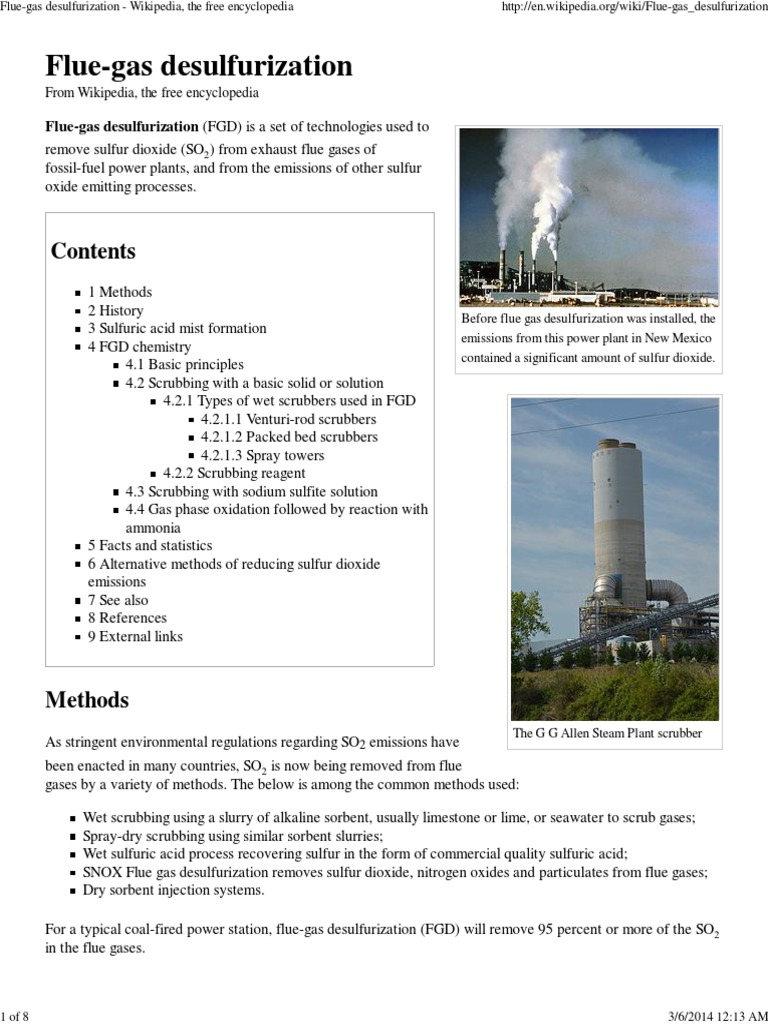 Flue Gas Desulfurization | Chemical Engineering | Chemistry