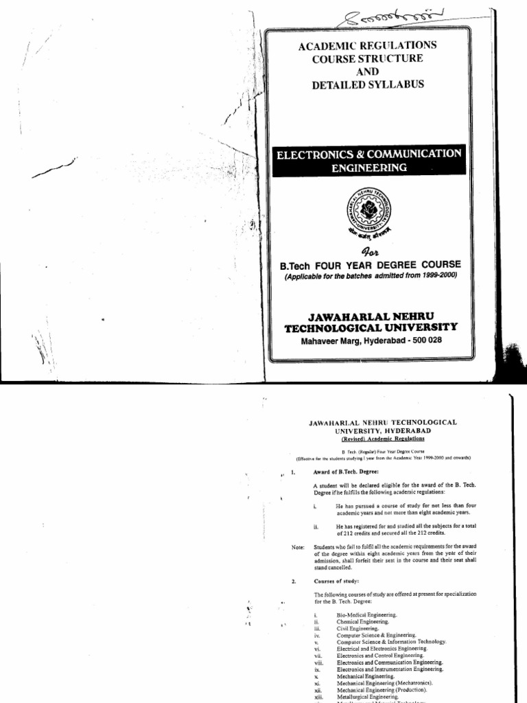 Jntu Syllabus Book Ece 1998 To 2001 | PDF