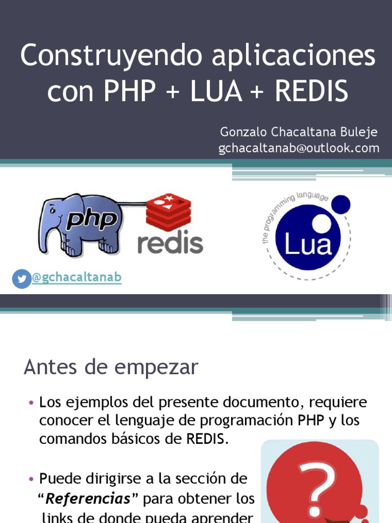 Aplicaciones PHP con LUA y Redis | PDF | Php | Gestión de tecnología de ...