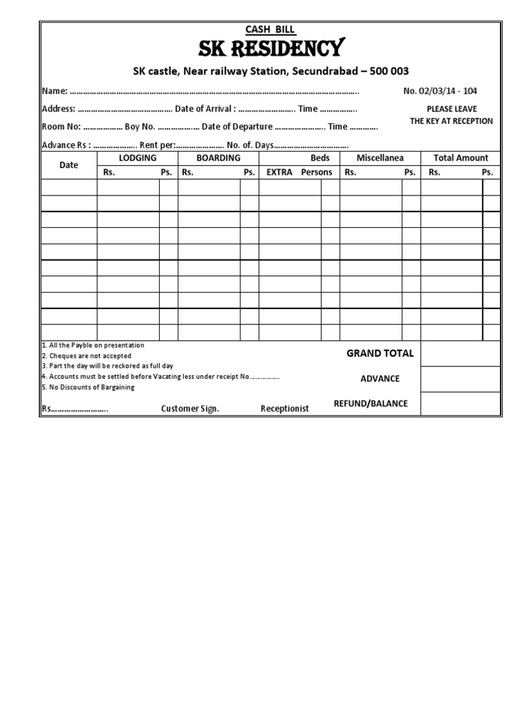 Hyd Lodge | Receipt | Commerce