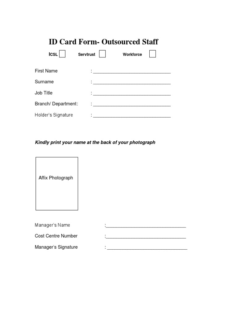 Id Card Form | PDF