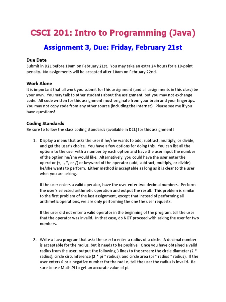CSCI 201 - Assignment 3 | PDF | Pi | Quadratic Equation
