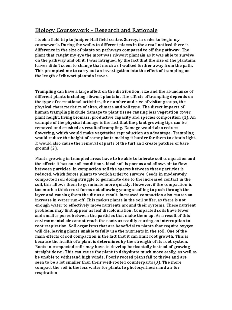 Biology Coursework - Research and Rationale | PDF | Photosynthesis | Soil