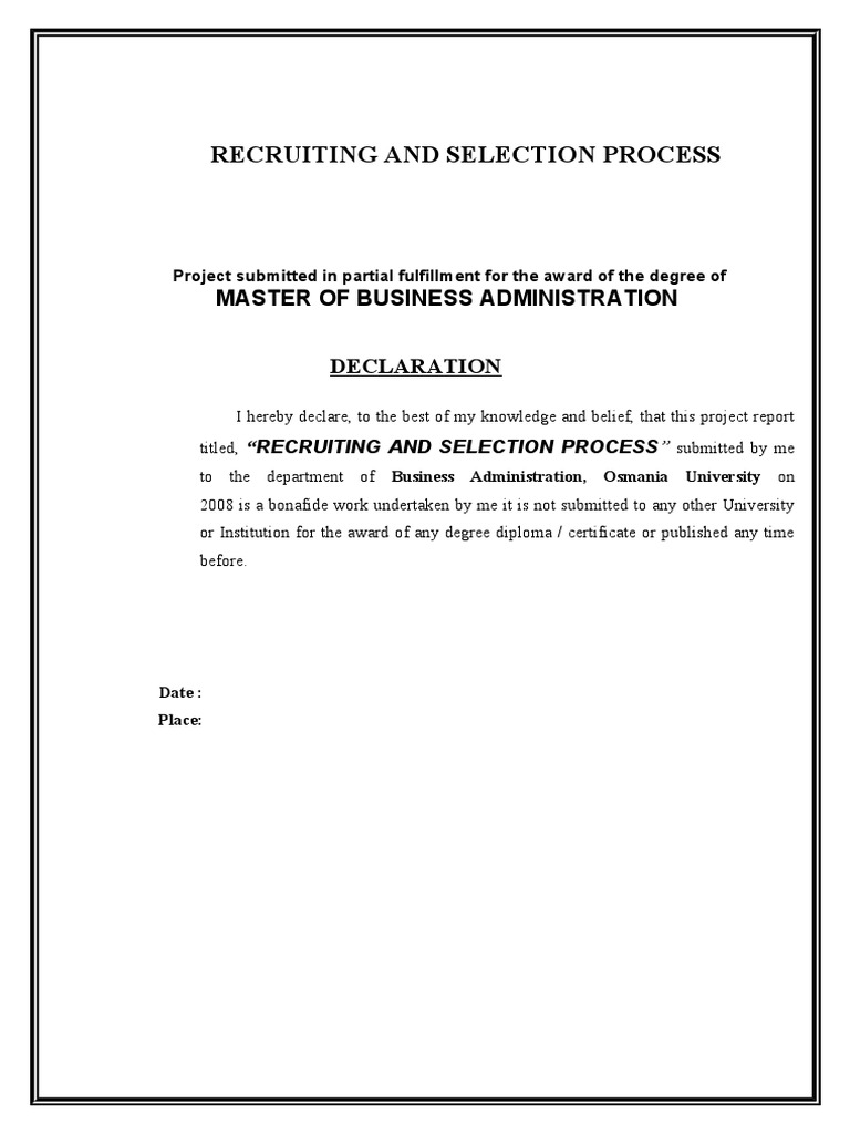 Recruitment and Selection Process | PDF