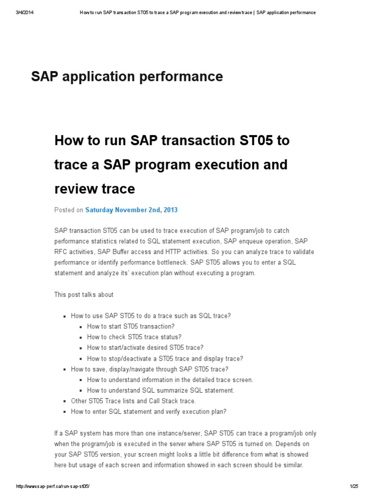 SAP Transaction ST05 | PDF | Database Index | Database Transaction