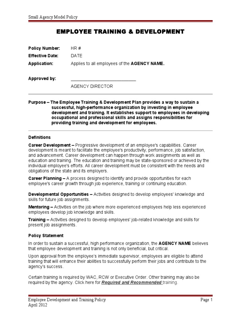 Employee Training & Development Policy | PDF | Business