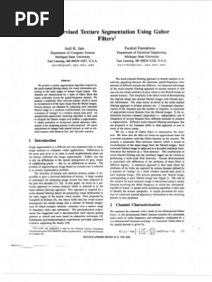 Nsupervised Texture Seg-mentation Using Gabor Filters Shop ...