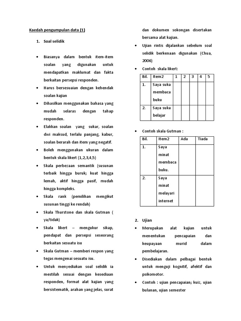 Kaedah Pengumpulan Data | PDF