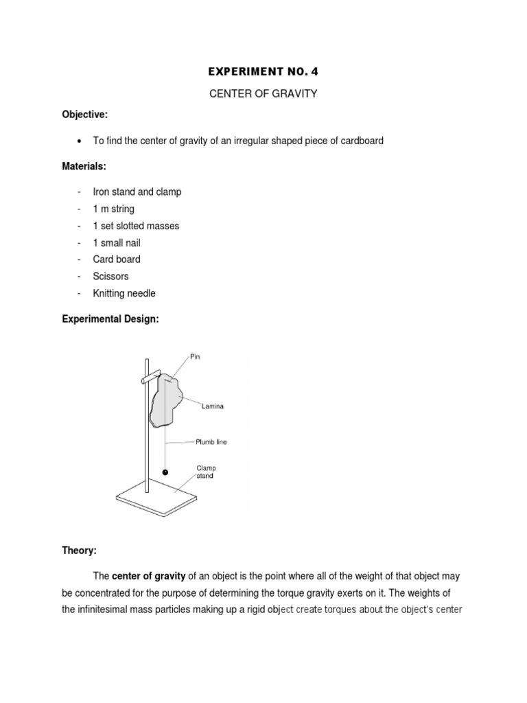 Center Of Gravity Worksheet Pdf Center Of Gravity | Glenn Research