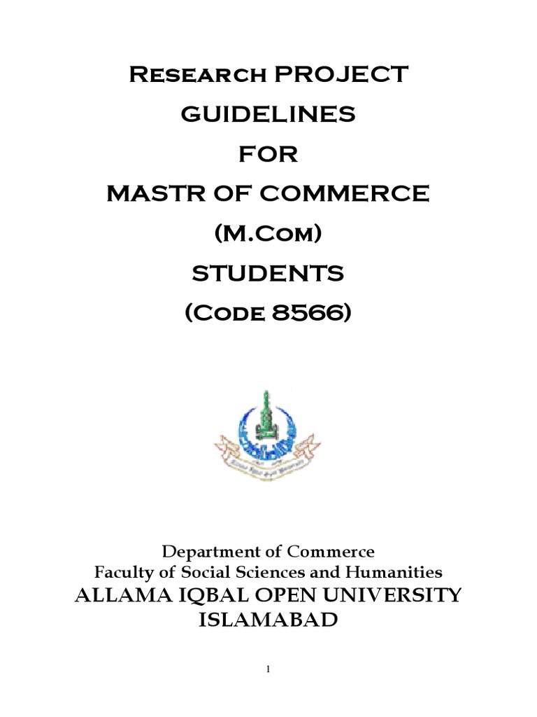 Project Guidelines For M. Com | PDF
