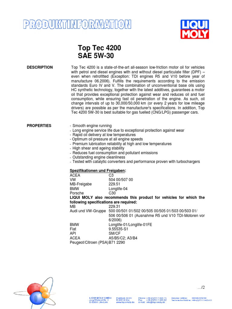Top Tec 4200 SAE 5W-30: A High-Performance Full Synthetic Motor Oil ...