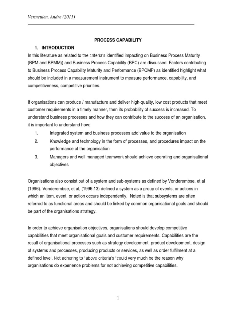 Process Capability | PDF | Business Process | Strategic Management