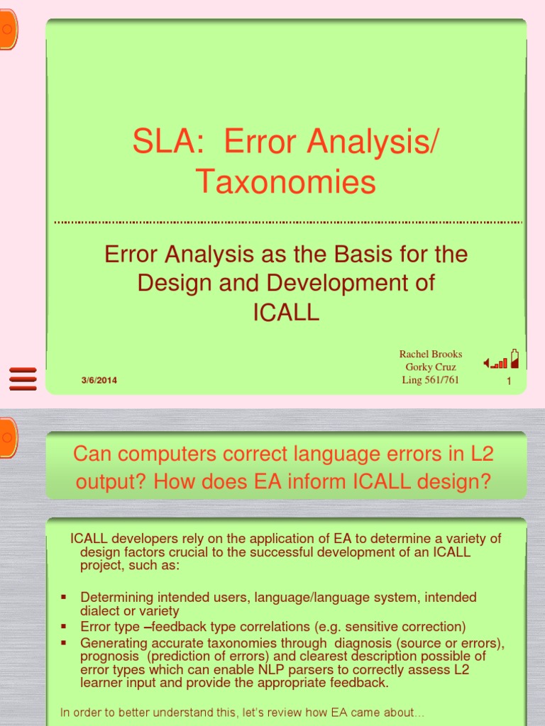 Error Analysis | PDF | Second Language | Second Language Acquisition
