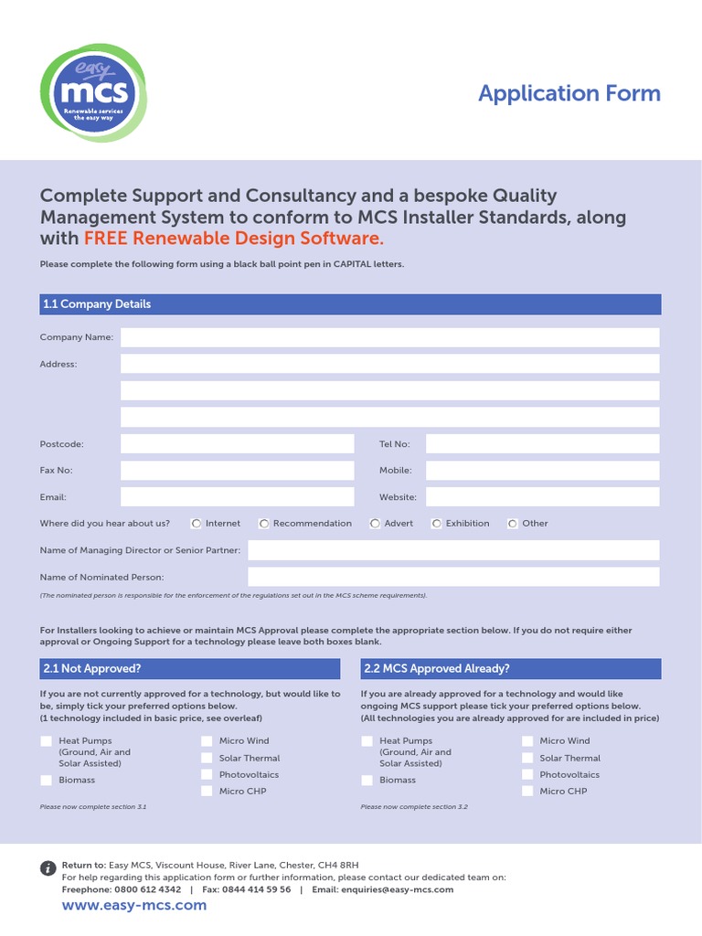 Easy MCS Application Form | Payments | Cheque