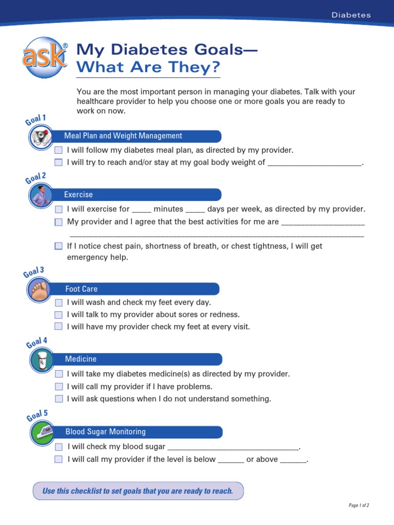 What Are They?: My Diabetes Goals | PDF | Self-Improvement | Lifestyle