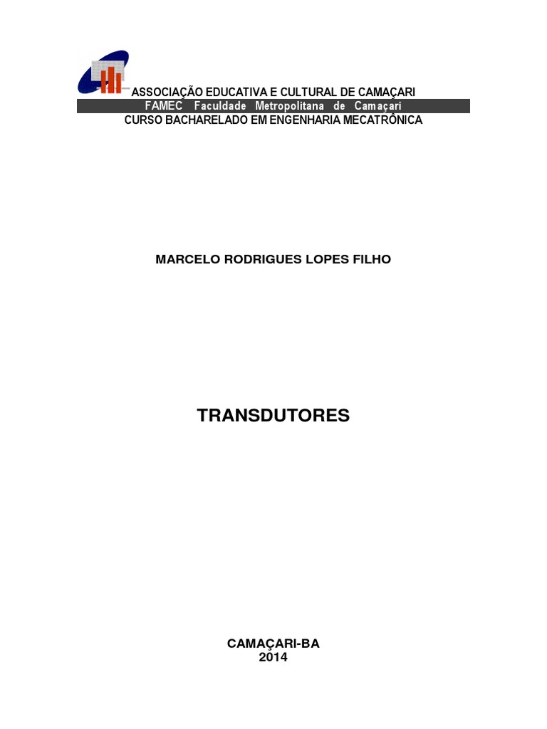 Trabalho - Transdutores | PDF | Indutor | Eletricidade