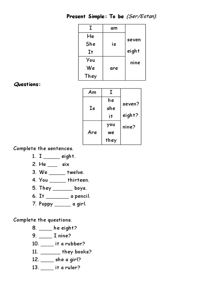 Present Simple - To Be | PDF
