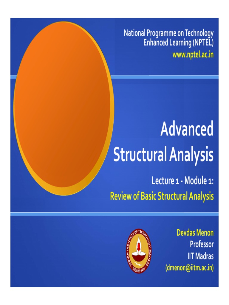 Asa Nptel Lec01 | PDF | Structural Analysis | Beam (Structure)