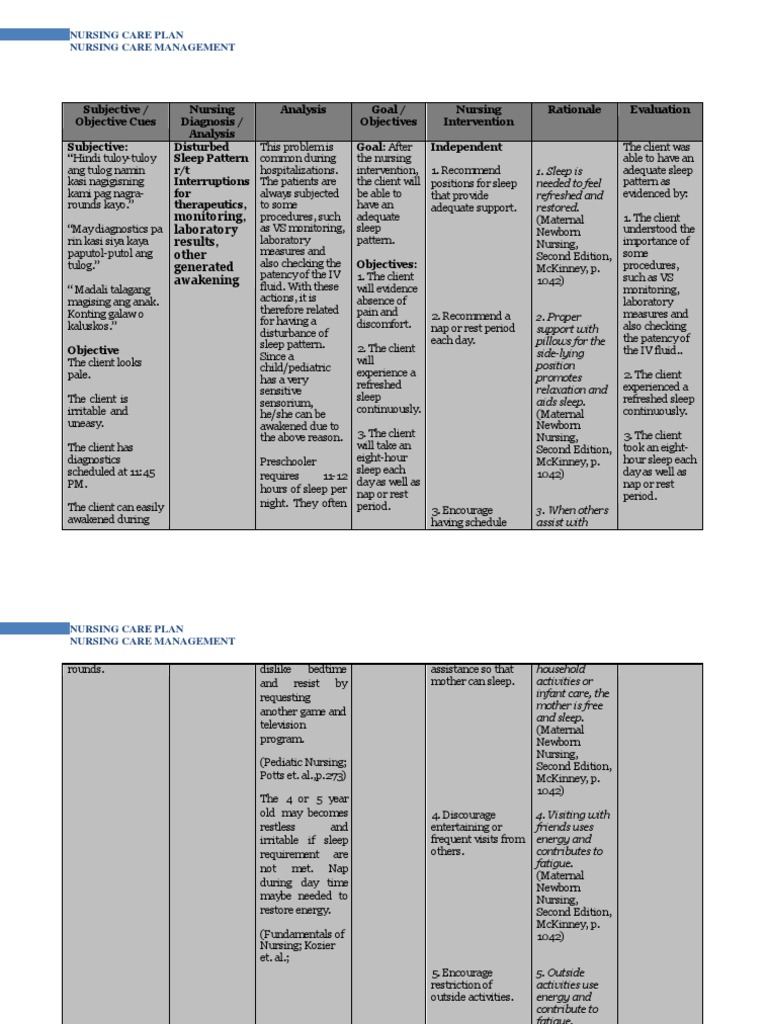 (212006973) 49692851-NCP-Sleep-Deprivation | PDF | Sleep | Infants