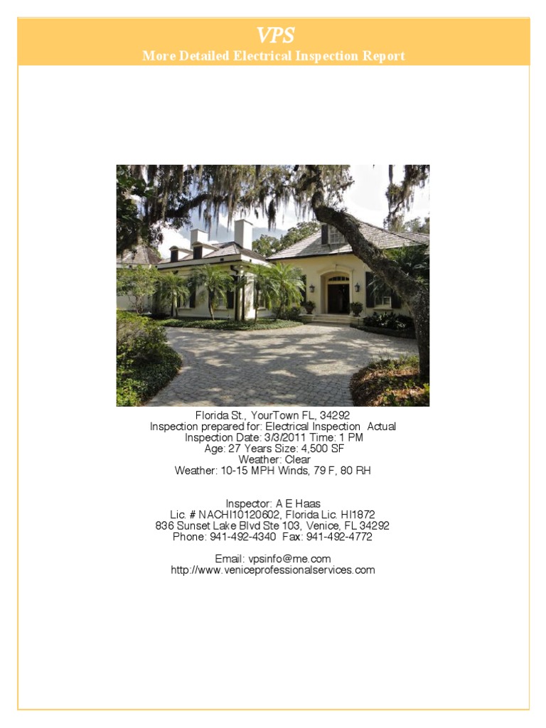 More Detailed Electrical Inspection Report: Cover Page | PDF | Air ...