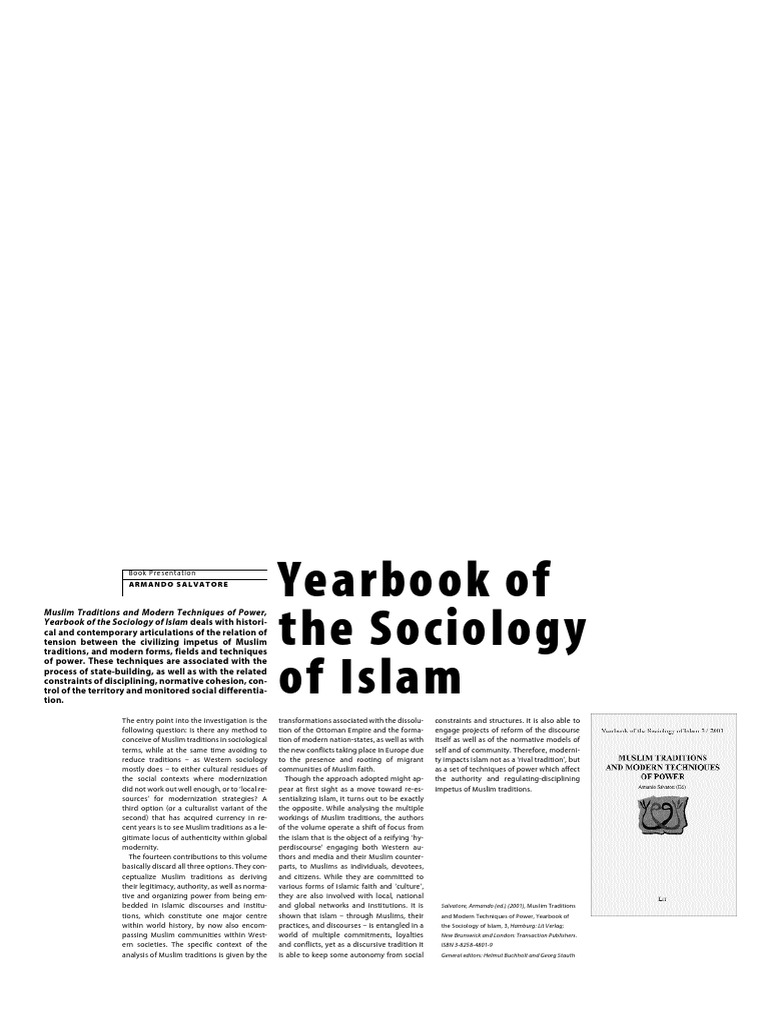 ISIM 8 Yearbook of The Sociology of Islam | PDF | Traditions | Sociology
