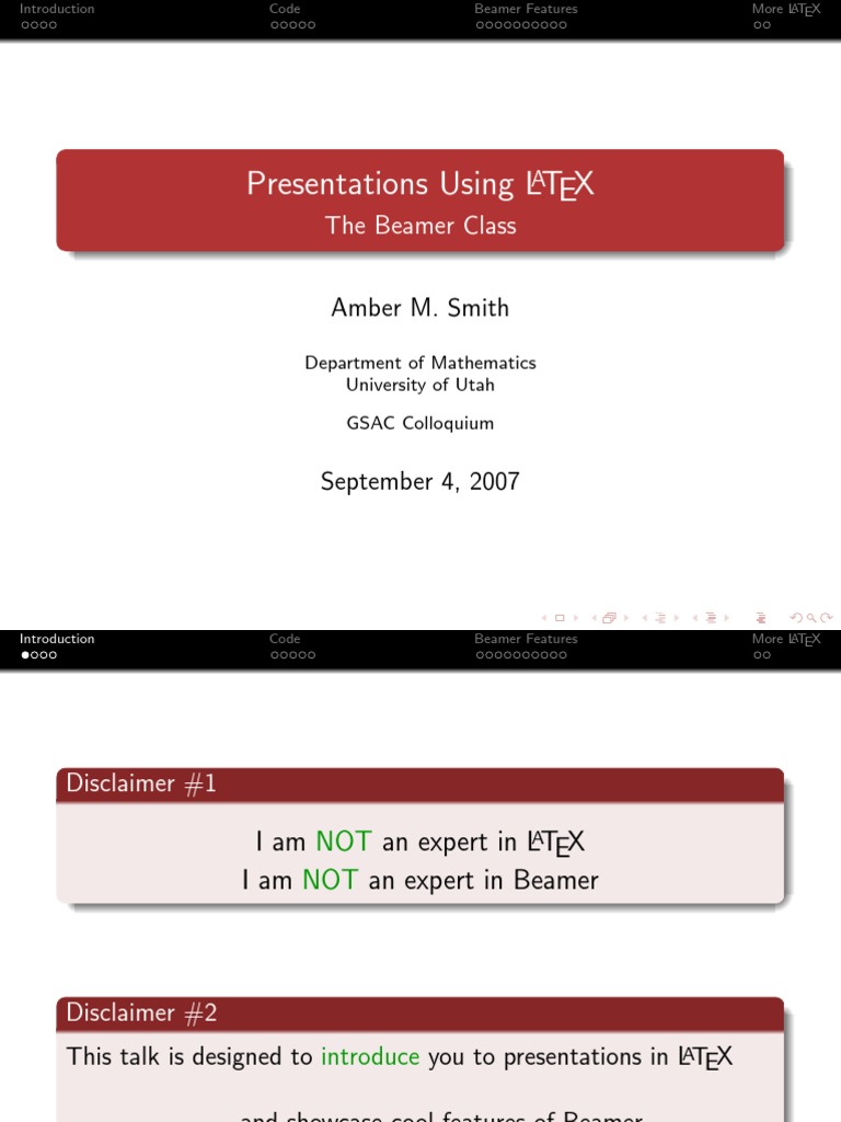 Smith 2007 Presentations Using Latex The Beamer Class Pdf