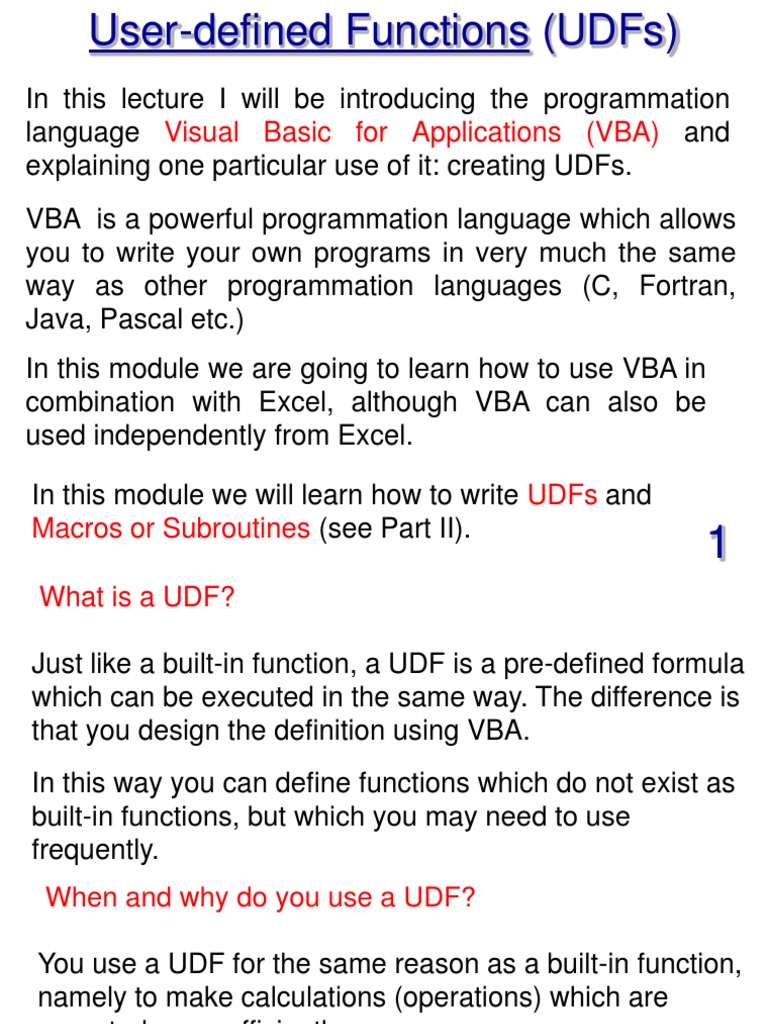 Create User Defined Functions Udfs In Excel With Vba Pdf Data 8201