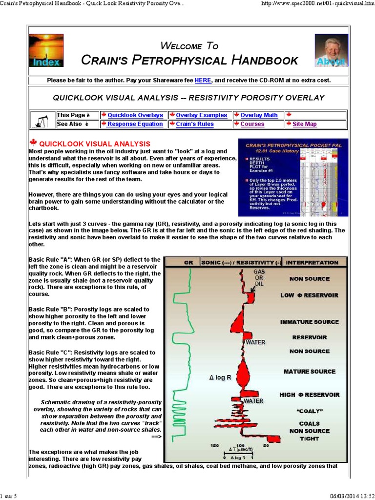 Crain's Petrophysical Handbook - Quick Look Resistivity Porosity ...