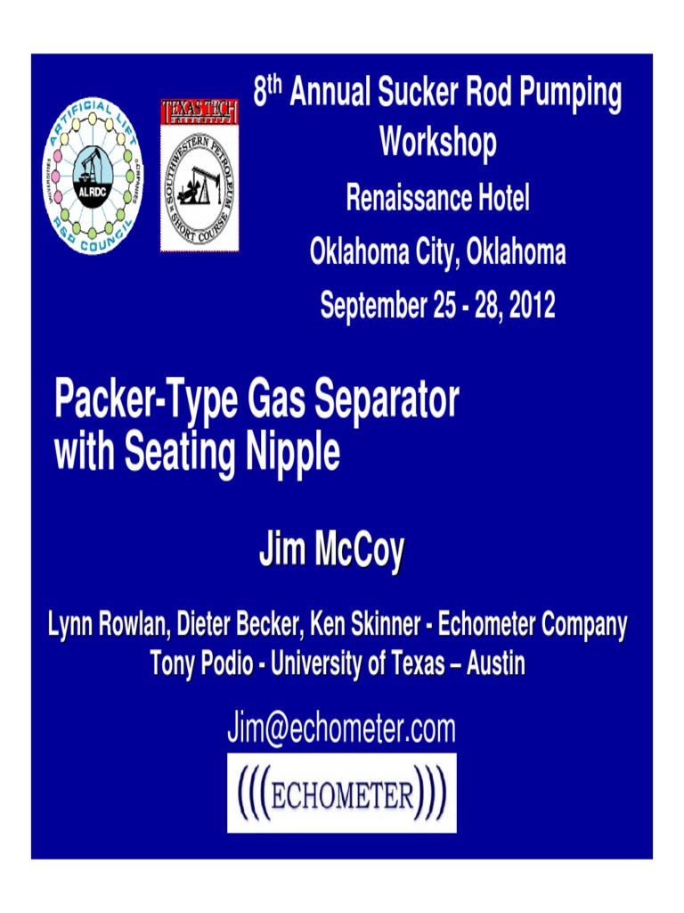 1 5 Presentation Echometer Packer Separator | PDF | Casing (Borehole) | Pump