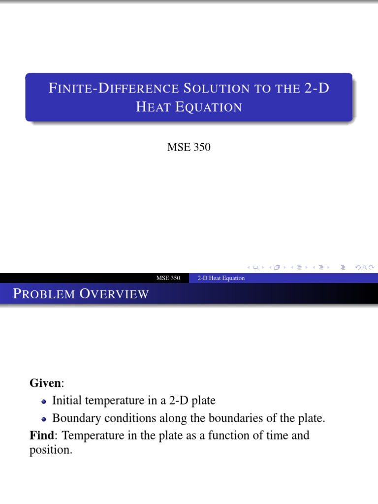 Finite-Difference 2D Heat Equation Solution | PDF