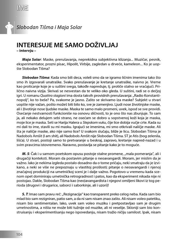 Slobodan Tisma Intervju | PDF