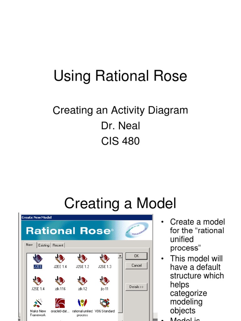 Using Rational Rose: Creating An Activity Diagram Dr. Neal CIS 480 ...