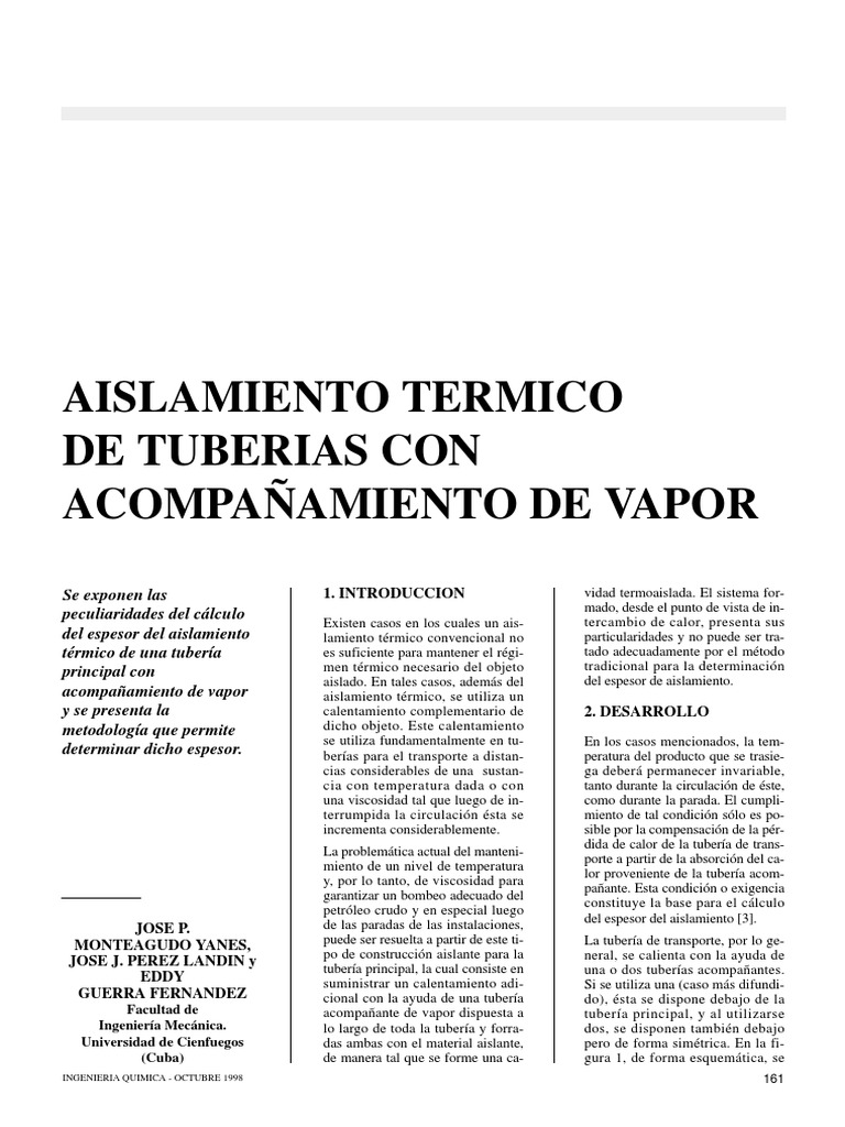Aislamiento de Tuberias Con Traceado de Vapor | PDF | Aislamiento ...