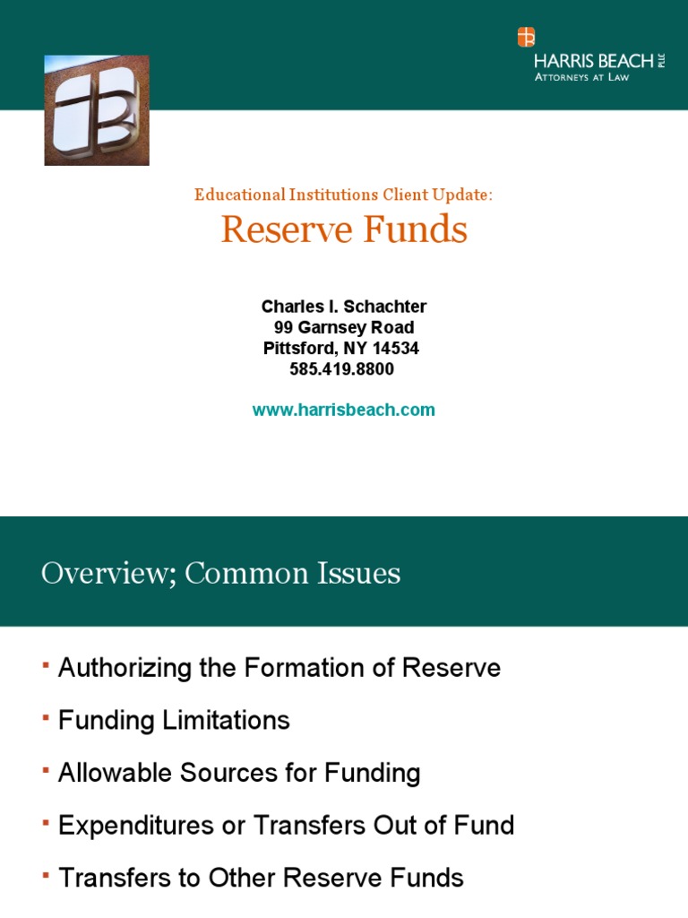 Reserve Funds: Educational Institutions Client Update | PDF | Finance ...
