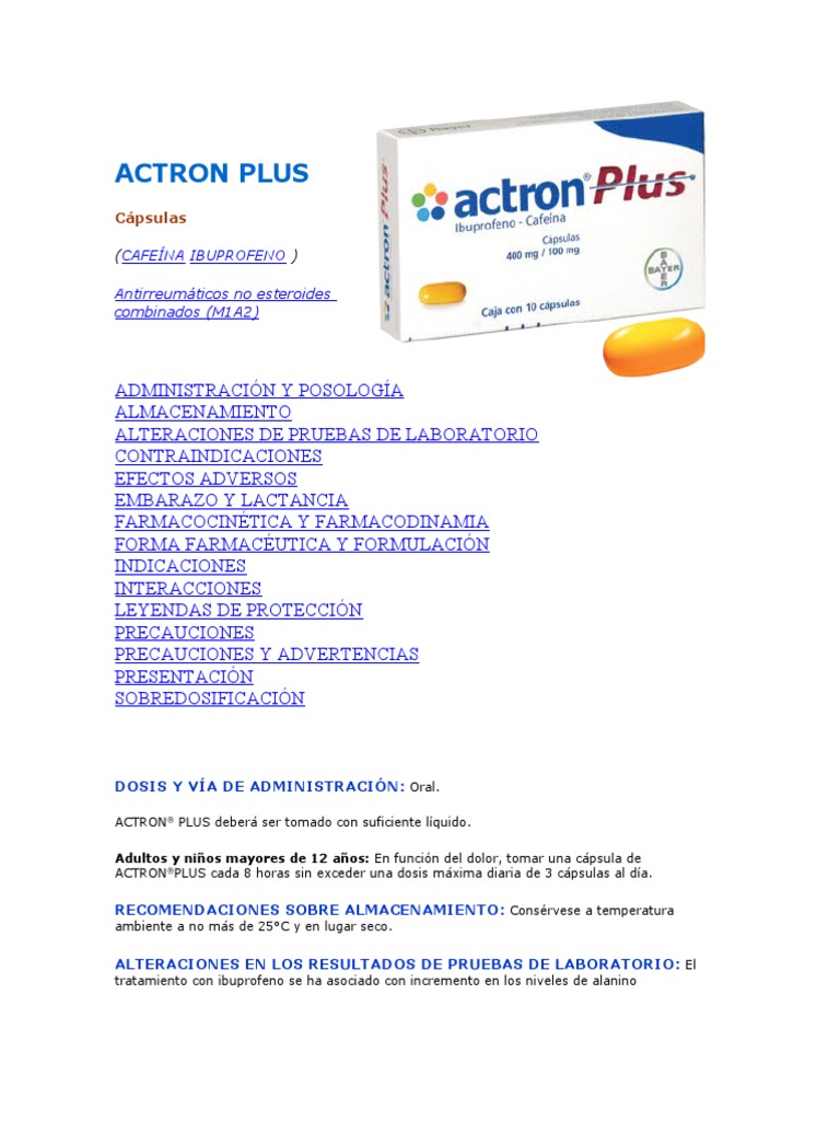 Actron Plus | PDF | Cafeína | Aspirina