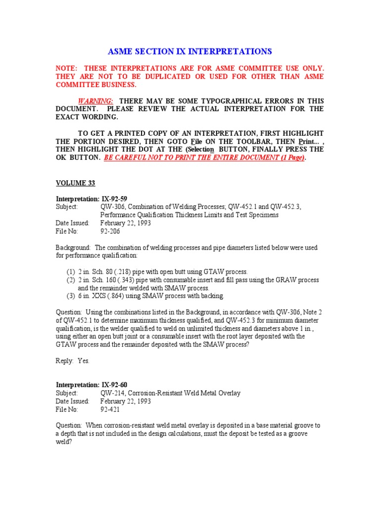 ASME IX Explanations | PDF