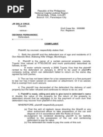 Sample Replevin | PDF | Plaintiff | Complaint