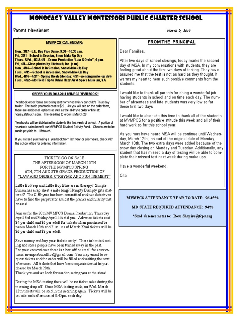 Monocacy Valley Montessori Public Charter School Monocacy Valley ...