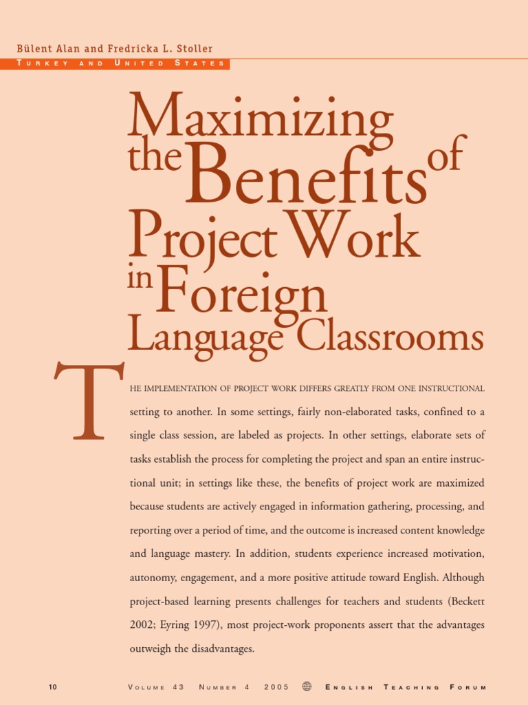 Maximizing The Benefits of Project Work in The Foreign Language ...