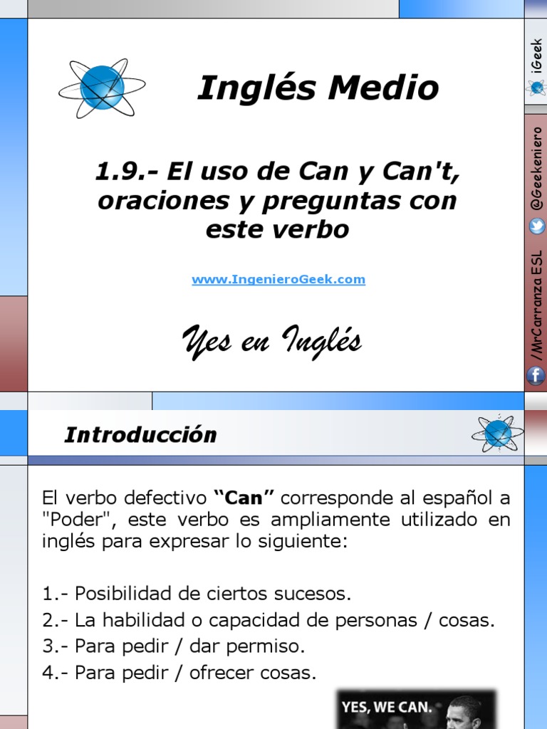 Ejemplos de oraciones con "can" y "can't" | PDF | Verbo