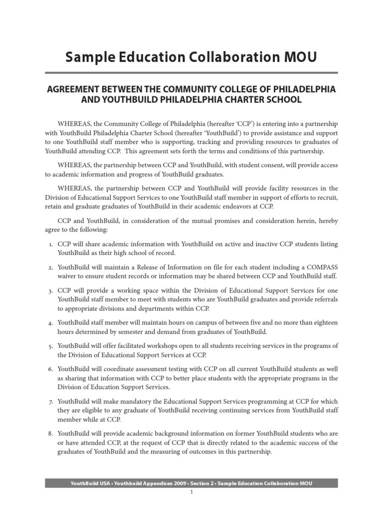 Sample Education Collaboration MOU | PDF | Indemnity | Insurance