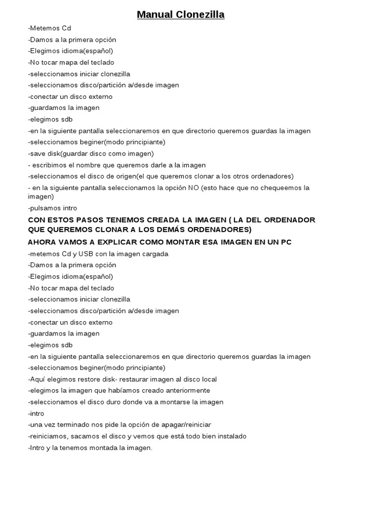 Manual Clonezilla | PDF