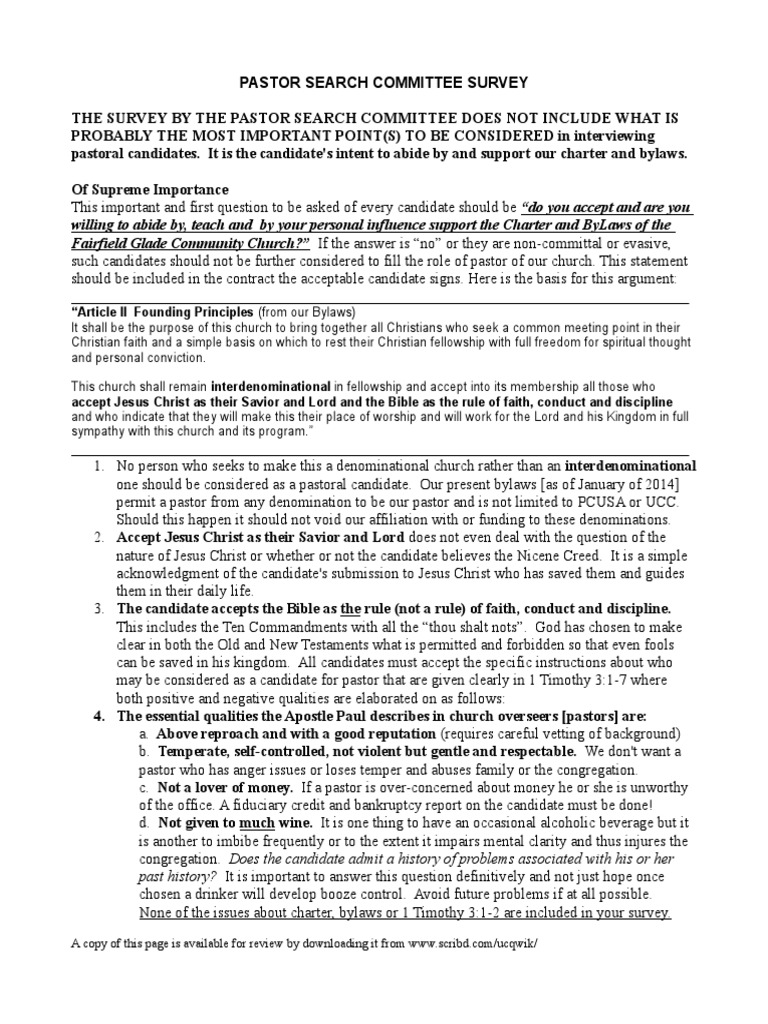 Pastor Search Committee | Monotheistic Religions | Religious Behaviour ...