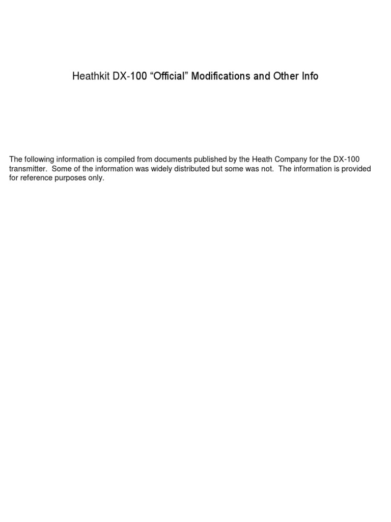 Heathkit DX-100 Modifications Guide | PDF