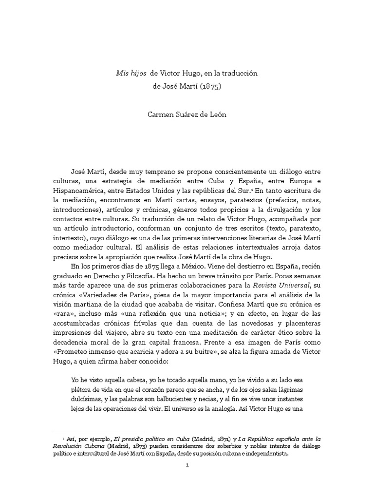 Mis Hijos de Victor Hugo en La Traduccion de Jose Marti 1875 | PDF | Traducciones | Cuba