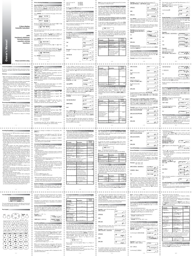 Calculator Manual (Urban DS-744) | PDF | Regression Analysis | Standard ...